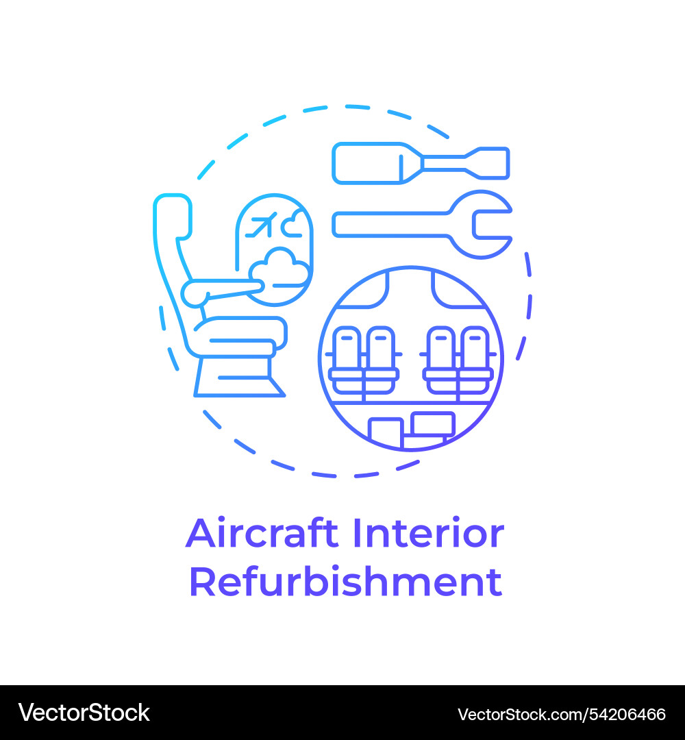 Aircraft interior refurbishment blue gradient Vector Image