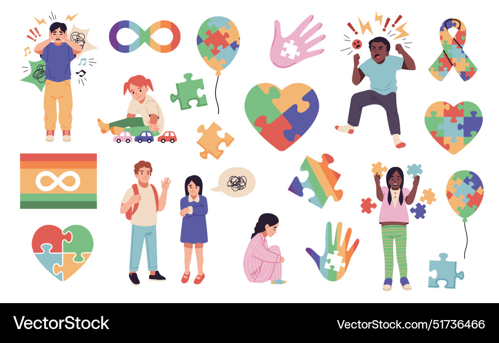 Autism spectrum disorder autistic pride symbols Vector Image