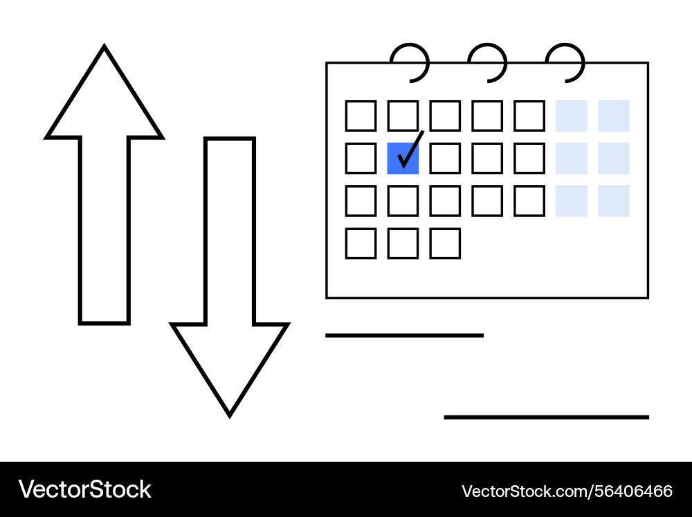 Calendar with marked date and rising falling Vector Image