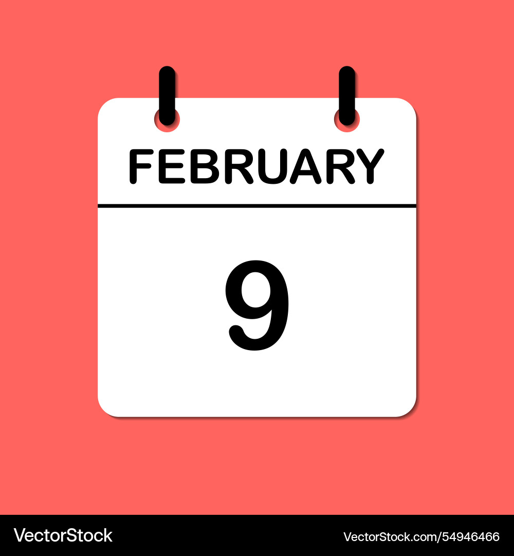 February 9 daily calendar icon for design simple Vector Image