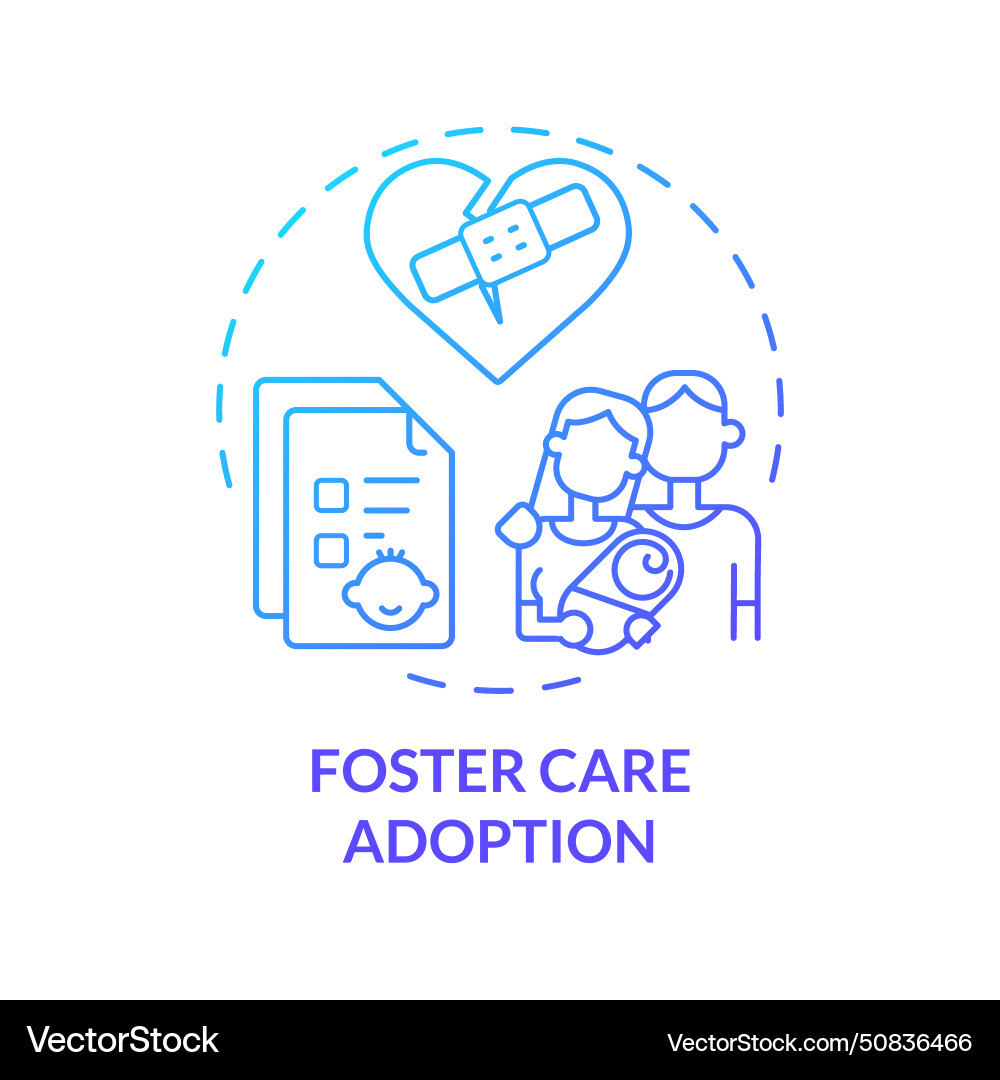 Foster care adoption blue gradient concept icon Vector Image
