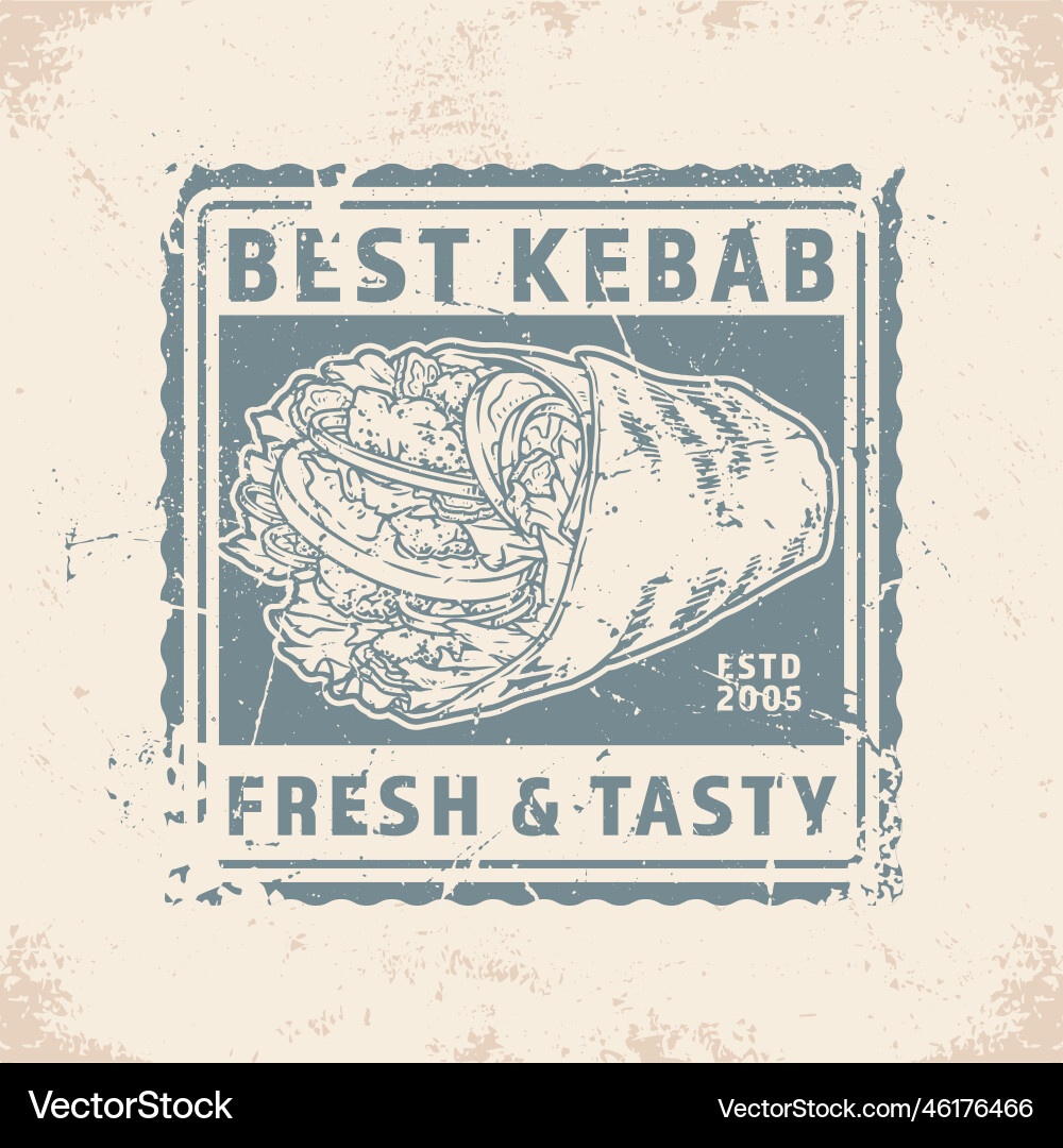 Fresh kebab sticker vintage monochrome Royalty Free Vector