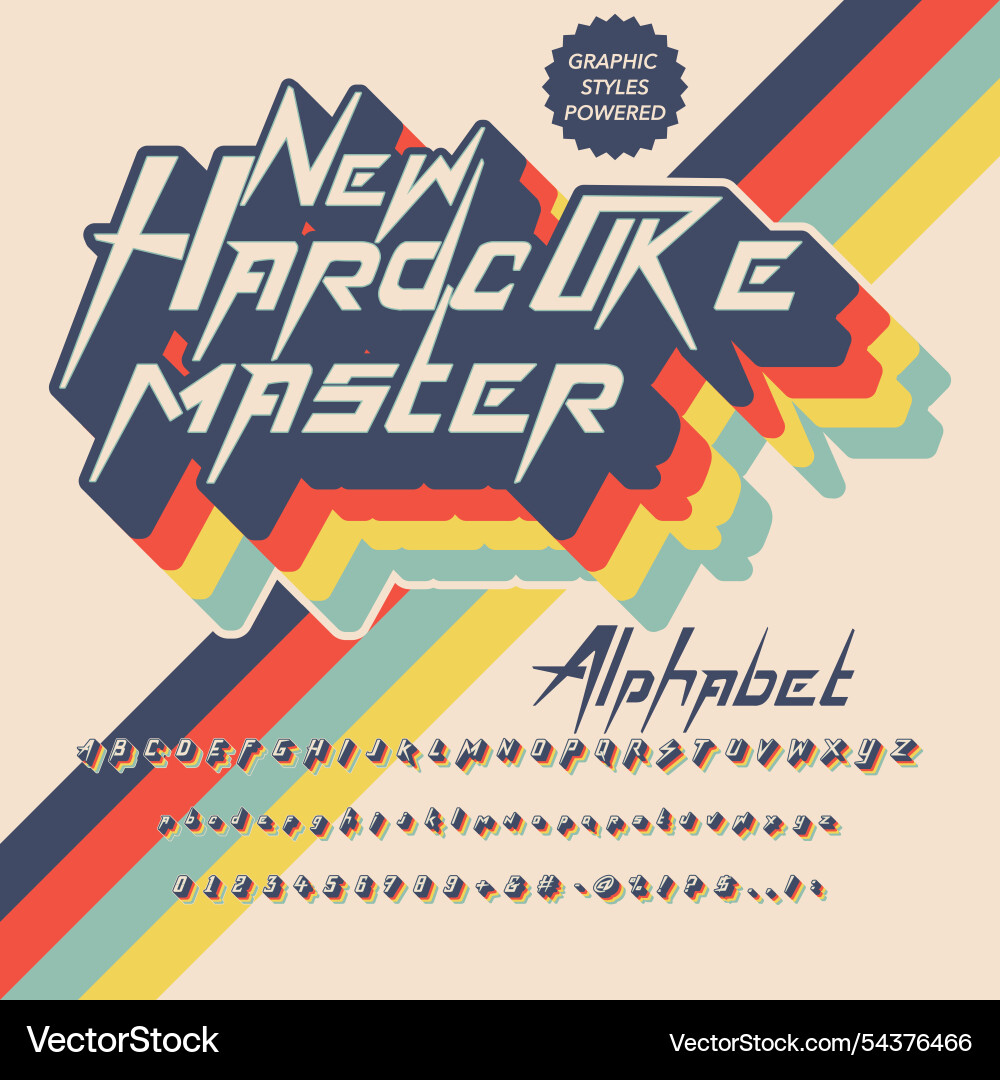 Groovy retro vintage display bold font alphabet – Royalty-Free Vector ...