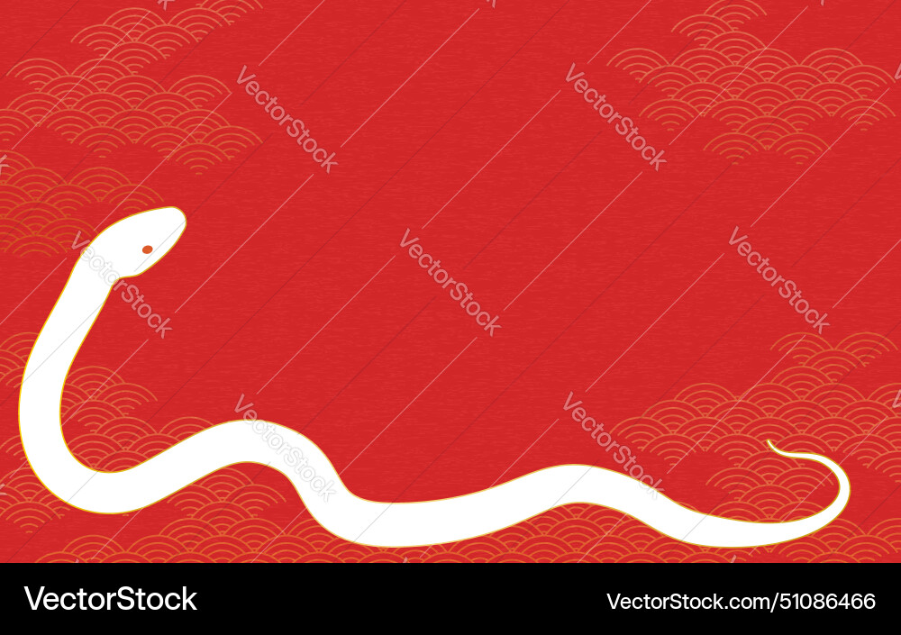 Japanese pattern background with white snake Vector Image