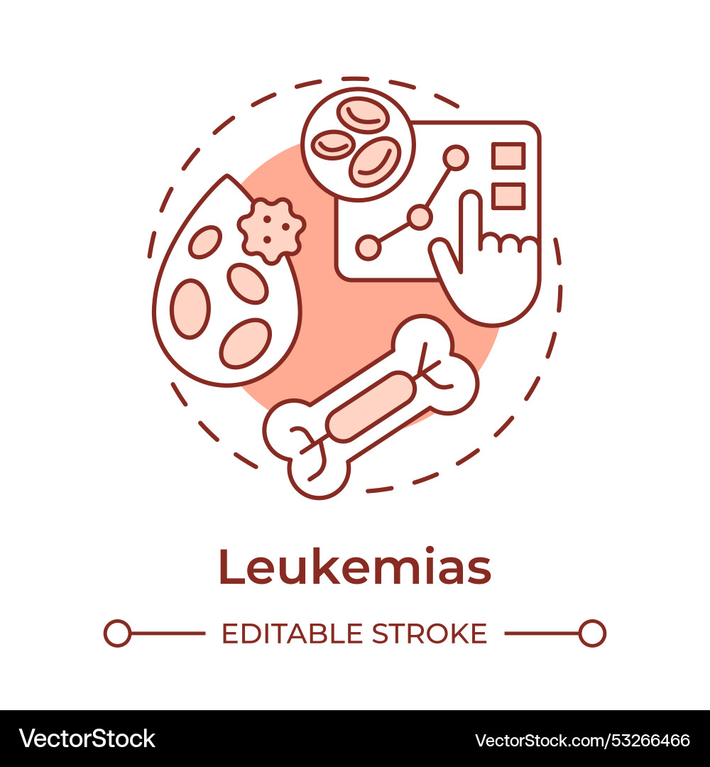Leukemia soft red concept icon Royalty Free Vector Image
