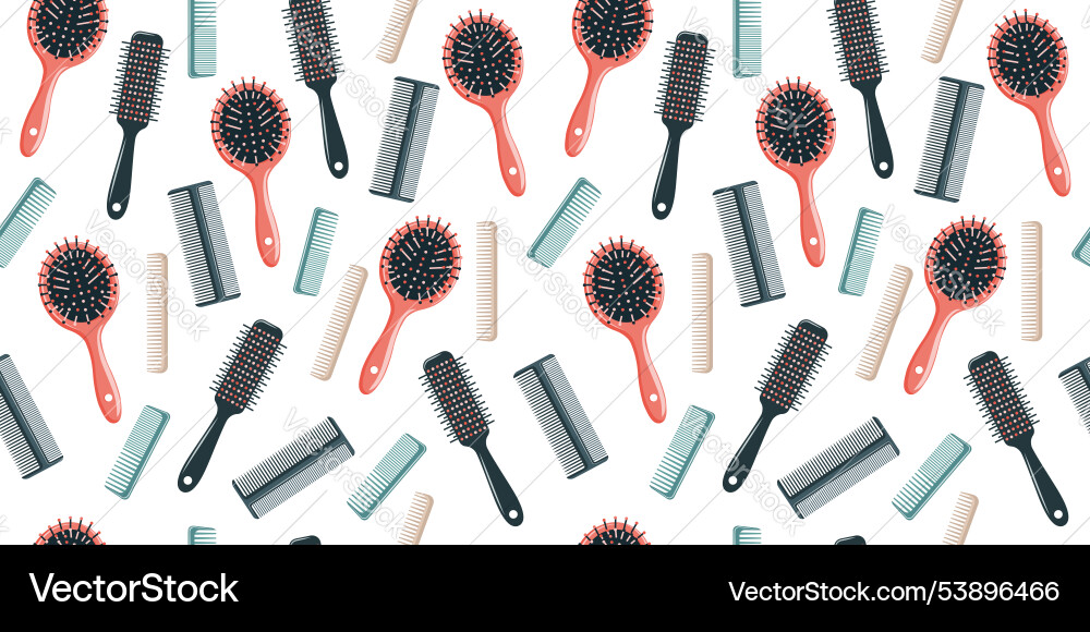 Seamless pattern with colorful combs and hair Vector Image