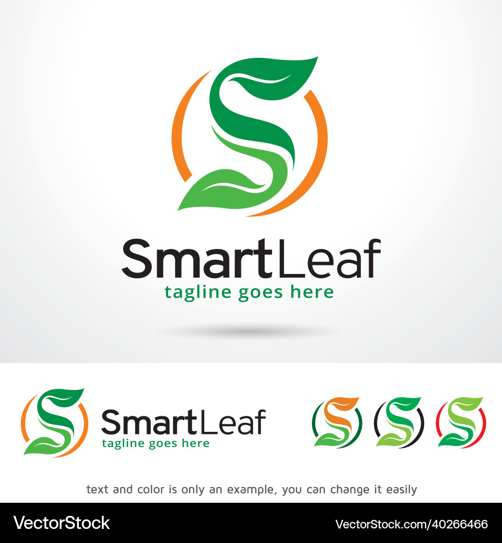 Smart leaf logo template Royalty Free Vector Image