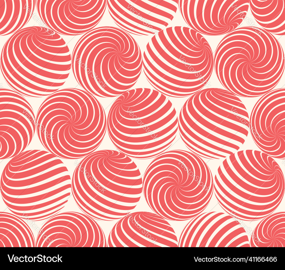 Spiral striped balls seamless pattern art red Vector Image