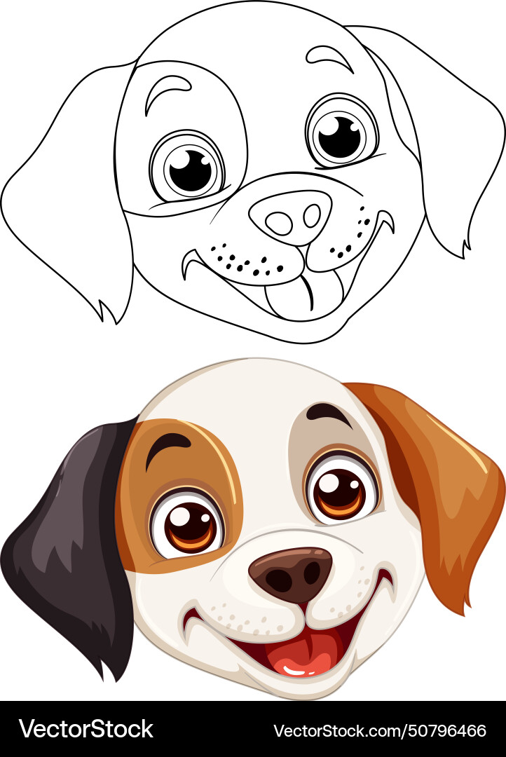 Two happy dog faces Royalty Free Vector Image - VectorStock