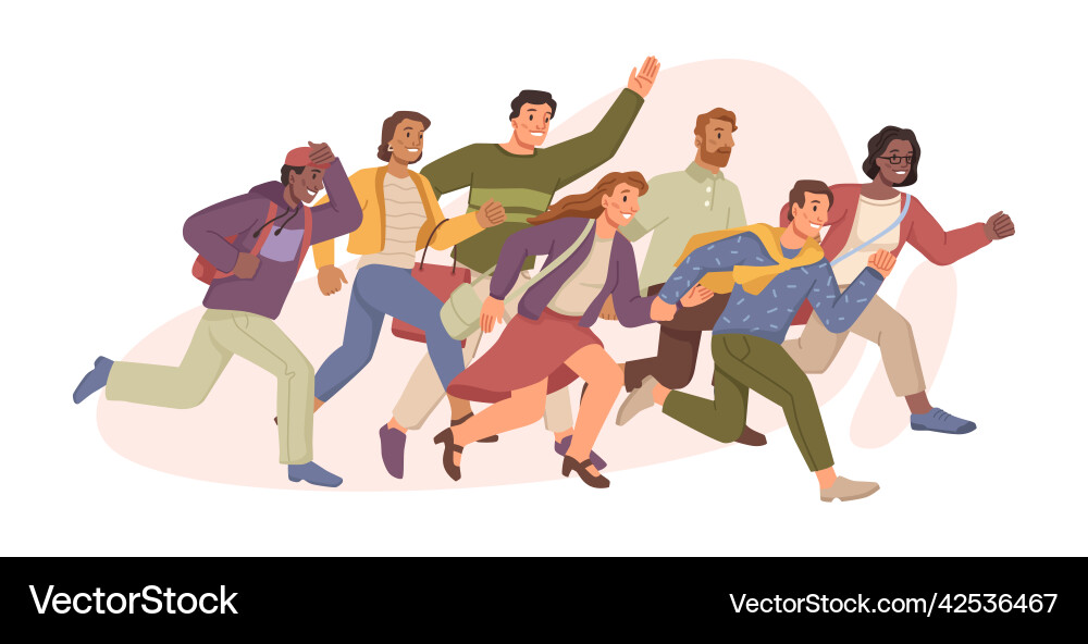 Crowd of people running fast for final discount Vector Image