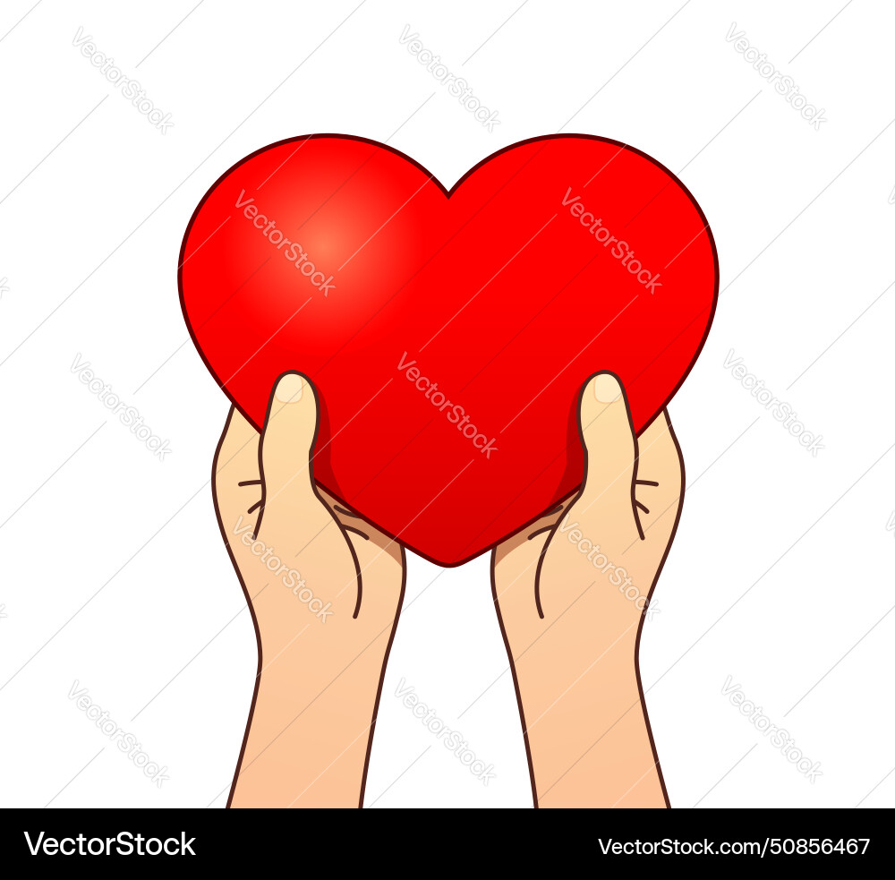 Hands holding offering giving love heart Vector Image