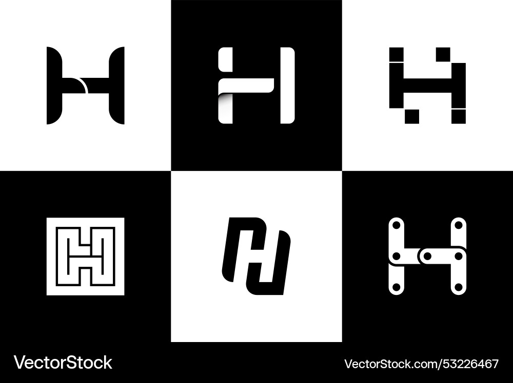Letter h fonts and logo design Royalty Free Vector Image