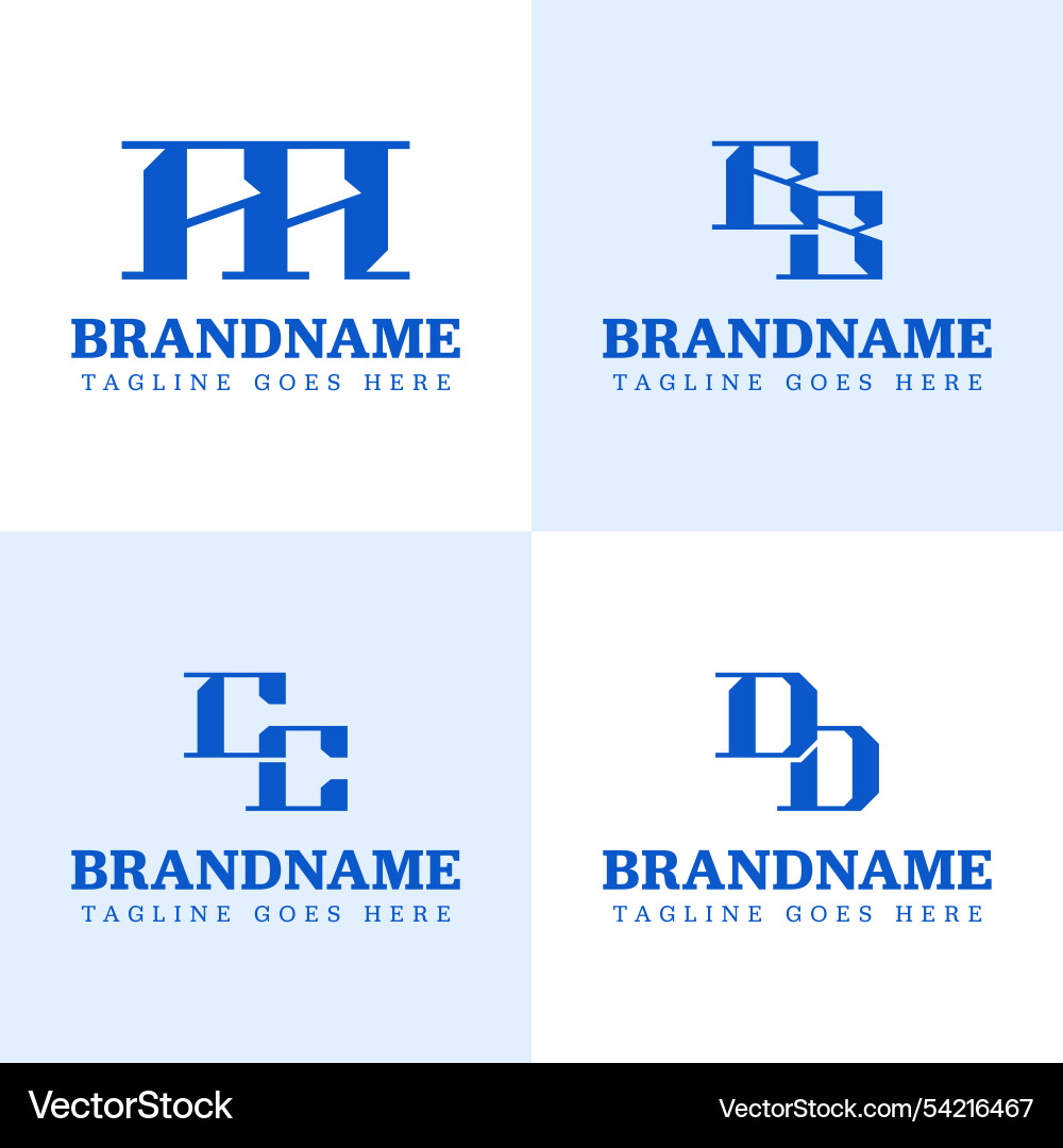 Letters aa bb cc dd monogram logo set Royalty Free Vector