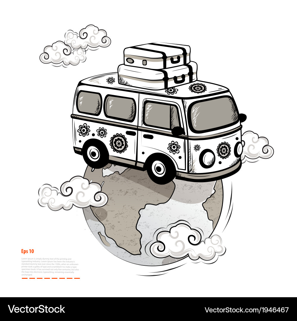Retro travel bus Royalty Free Vector Image - VectorStock