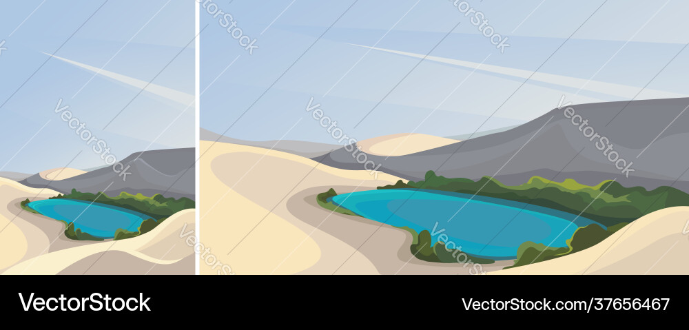 Small lake in desert Royalty Free Vector Image