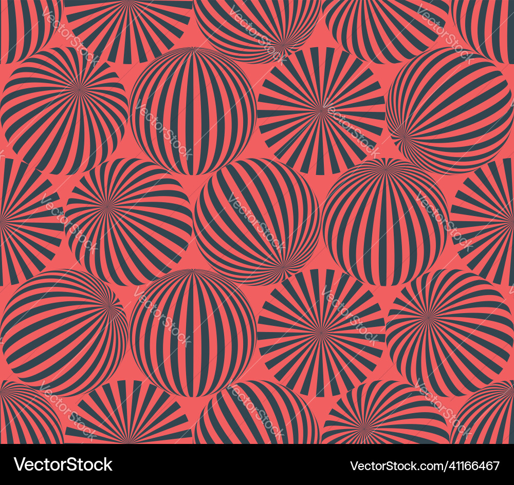 Striped balls seamless pattern psychedelic art Vector Image