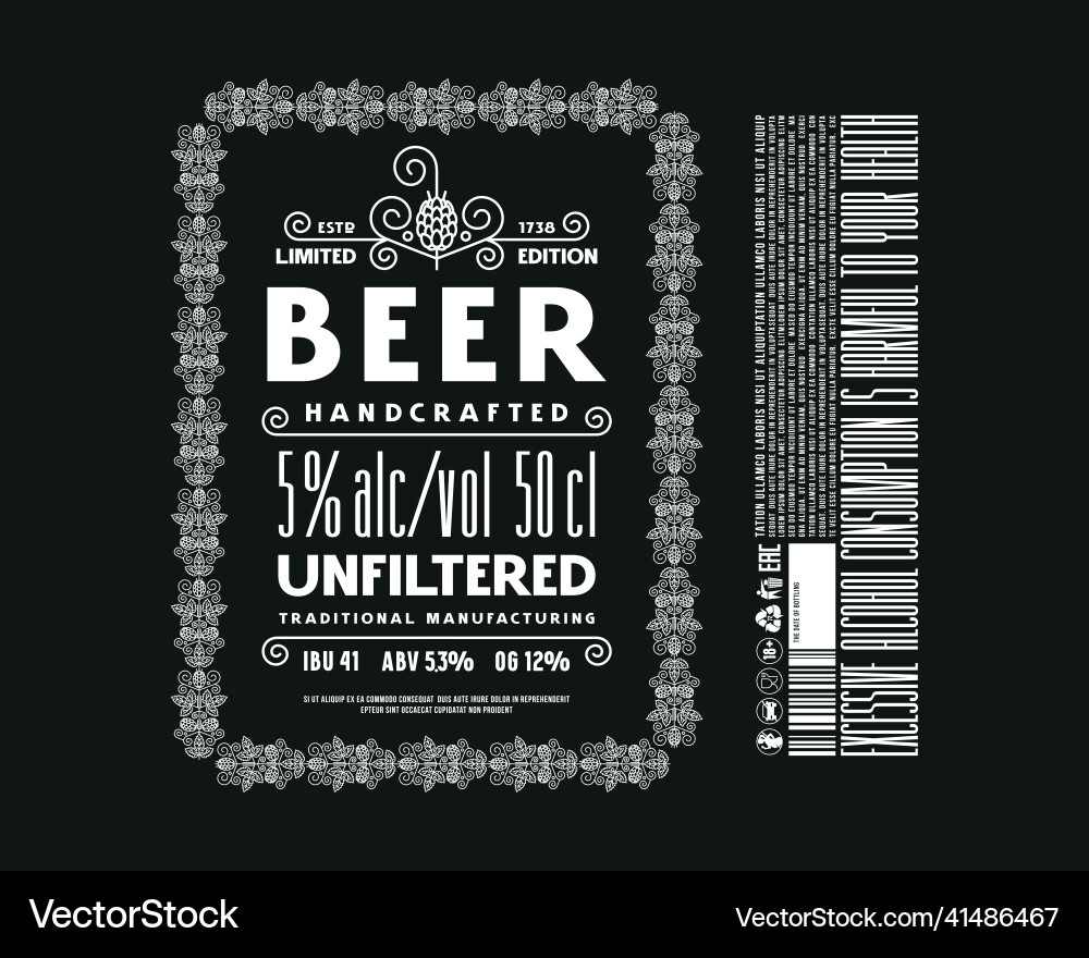 Template decorative label for craft beer Vector Image