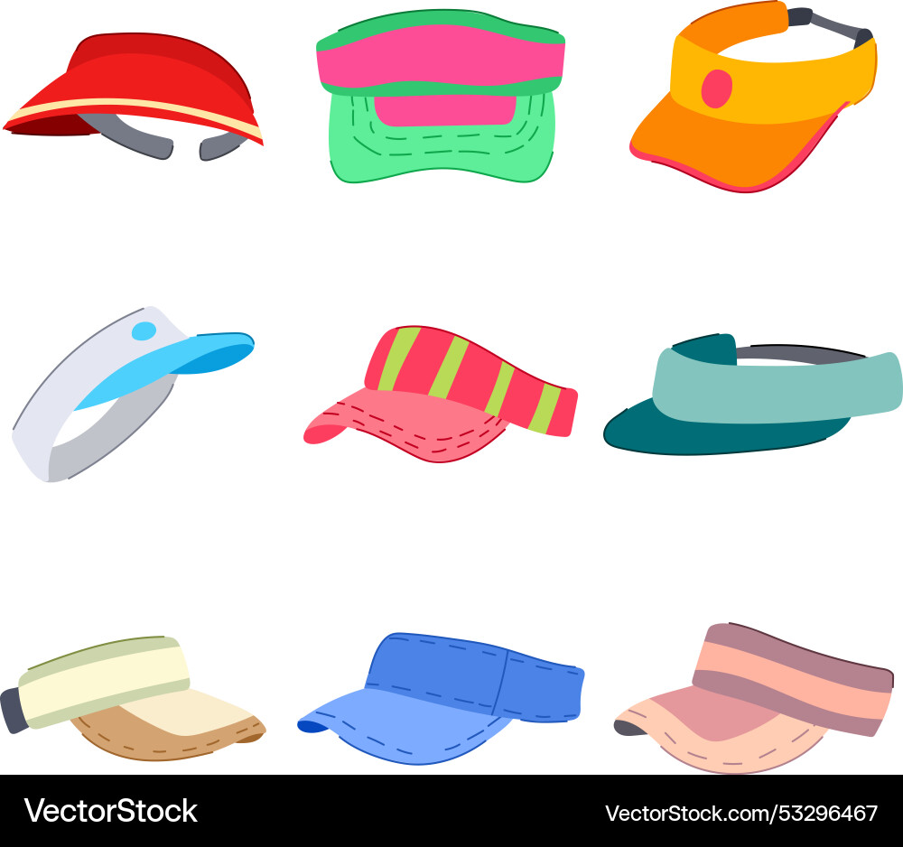 Visor cap set cartoon Royalty Free Vector Image