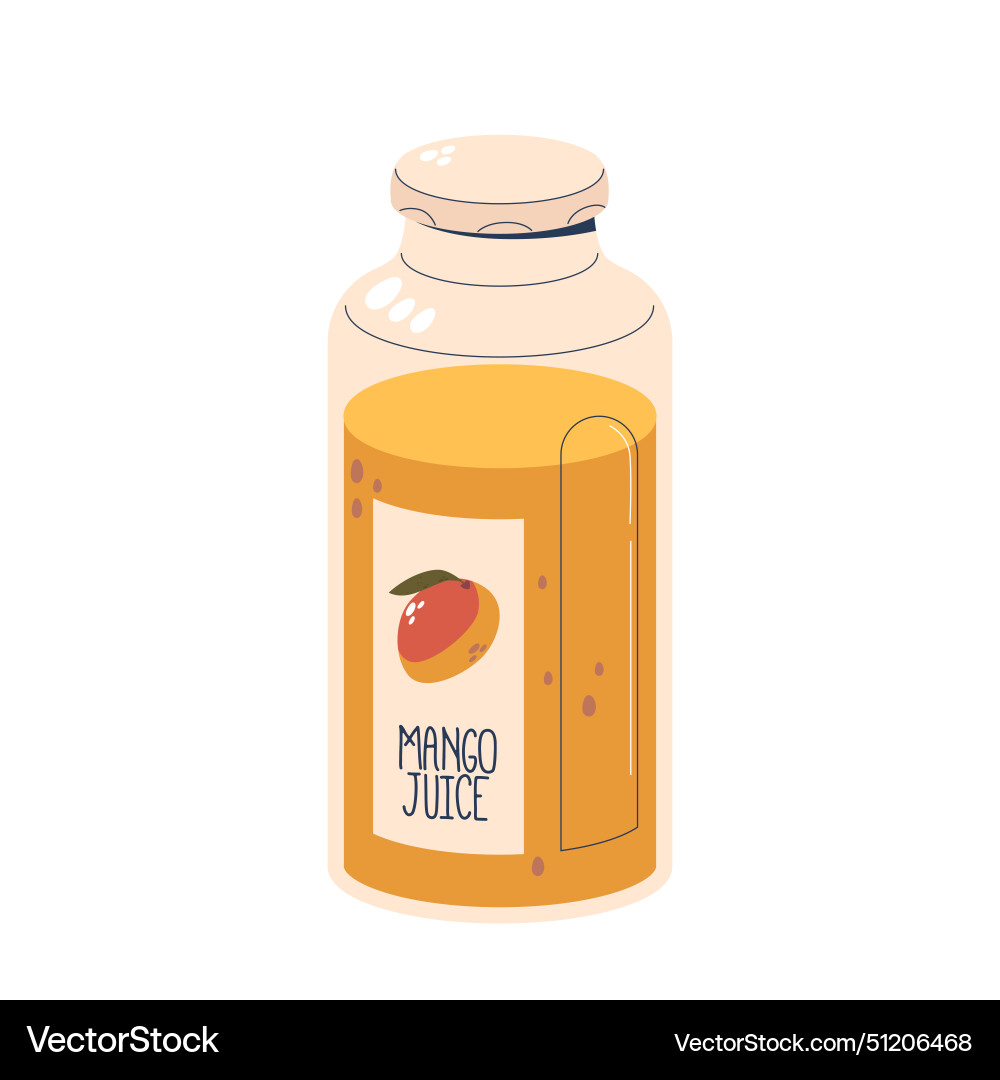 Closed stylish mango juice bottle with a label Vector Image
