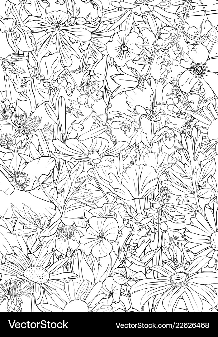 Drawing background with flowers Royalty Free Vector Image