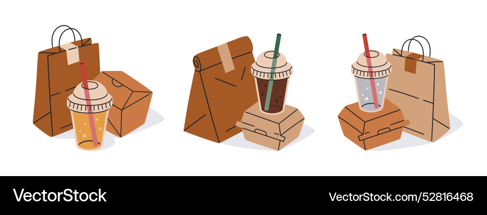 Fast food disposable containers takeaway Vector Image