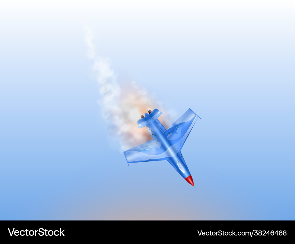 Fighter jet accident military aircraft in fire Vector Image