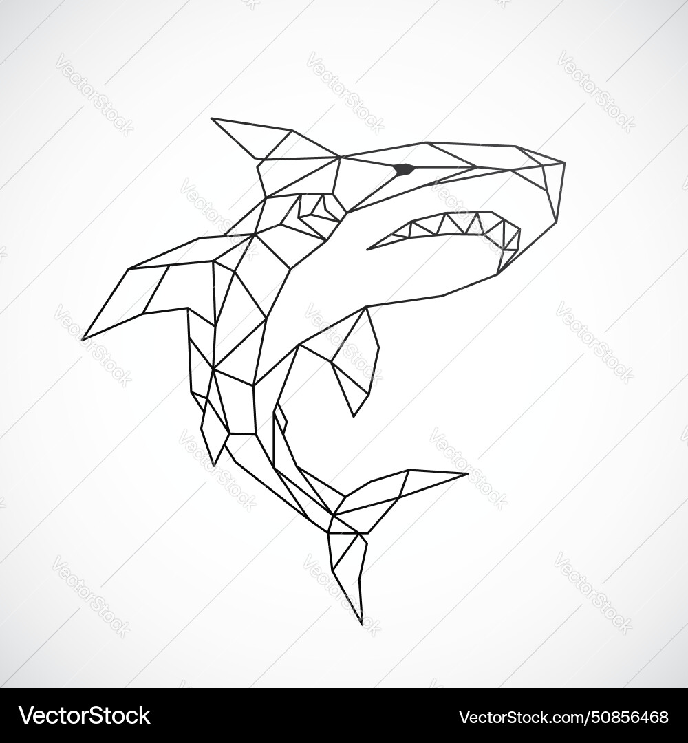 Geometric shark black lines Royalty Free Vector Image