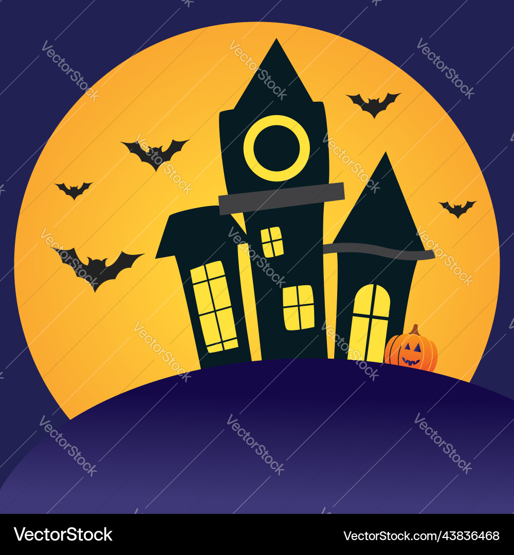Halloween haunted house Royalty Free Vector Image