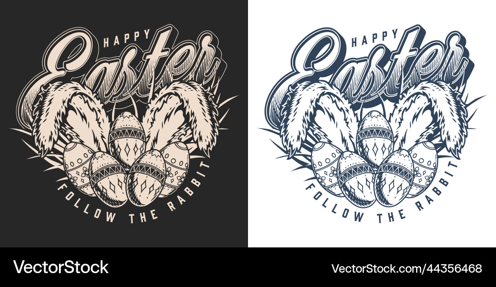 Happy easter monochrome vintage poster Royalty Free Vector