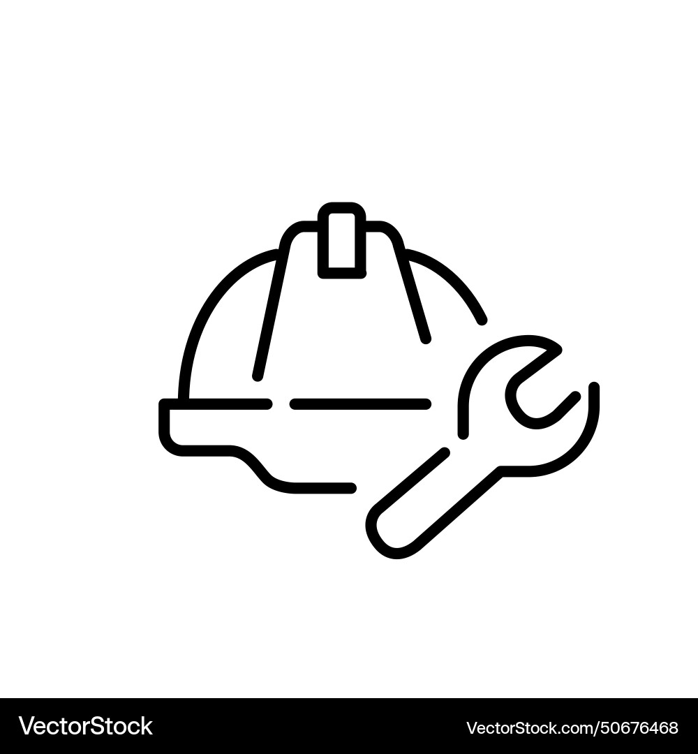 Hard hat and wrench worksite maintenance symbol Vector Image