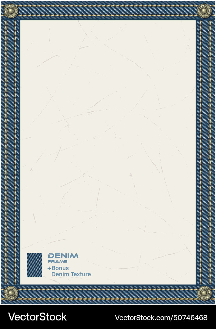 Vertical rectangular frame in denim style Vector Image
