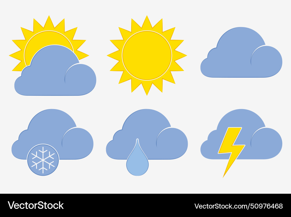 Weather icons set forecast simple Royalty Free Vector Image