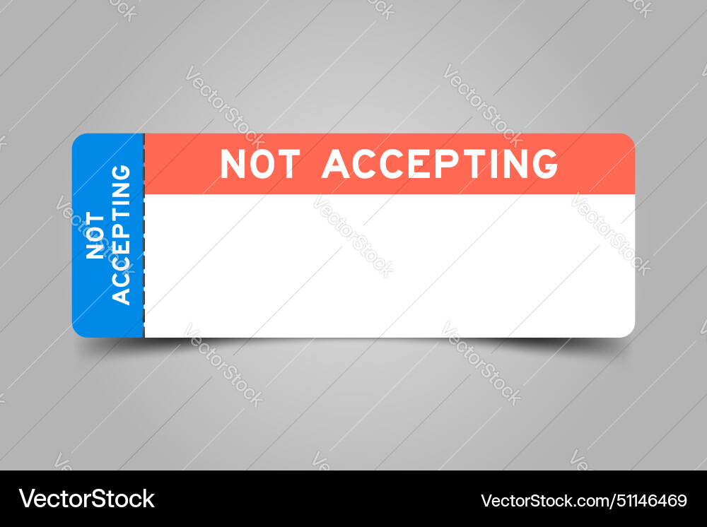 Blue and orange color ticket with word Royalty Free Vector