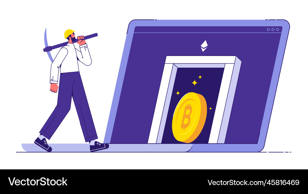 Earning and working with bitcoins concept Vector Image