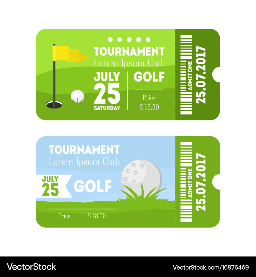 Golf sport ticket set Royalty Free Vector Image