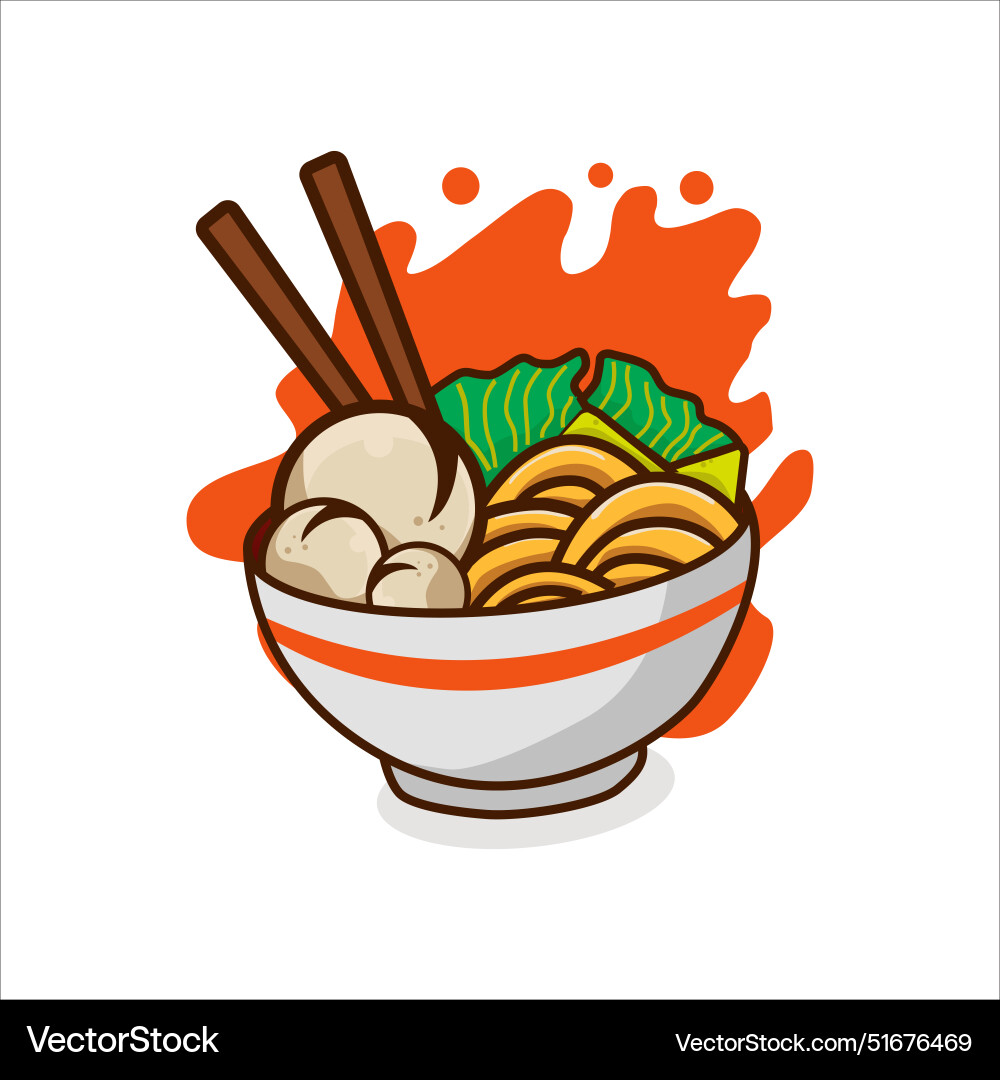 Meatball noodles Royalty Free Vector Image - VectorStock