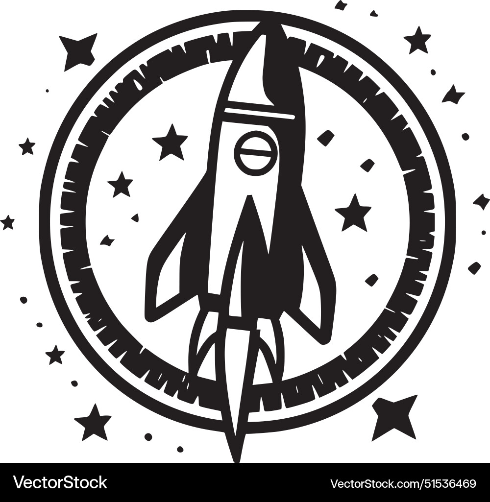 Rocket - black and white Royalty Free Vector Image