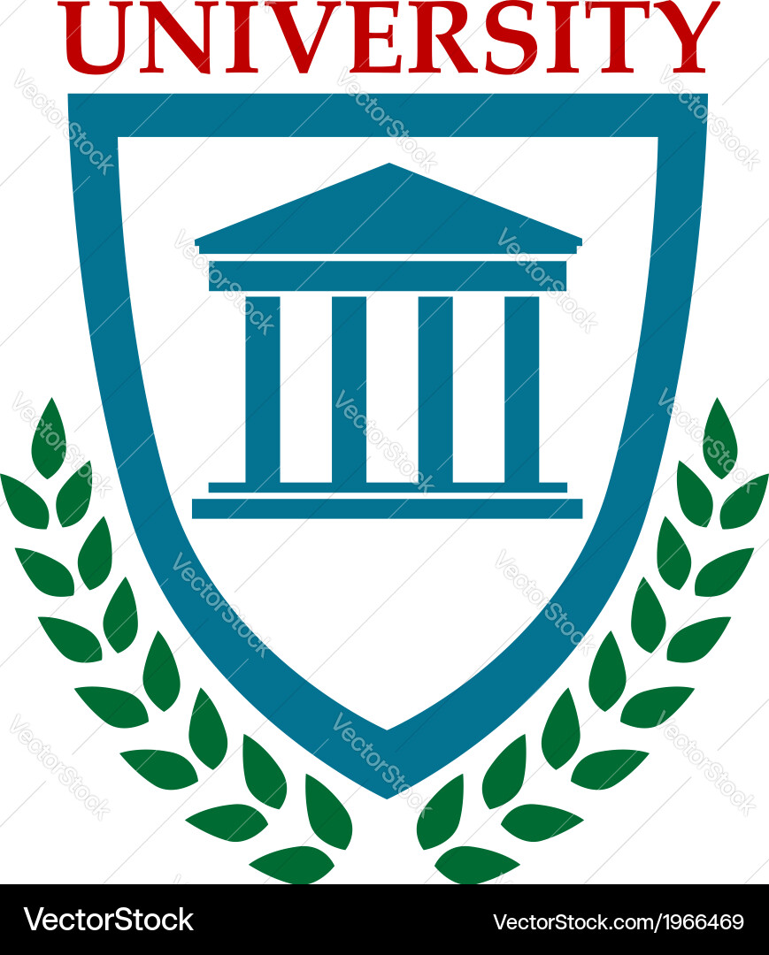 University Shield with Laurel Wreath Royalty Free Vector