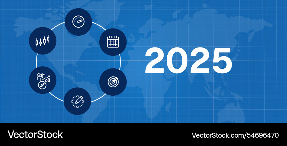 2025 new year blue map futuristic technology trend