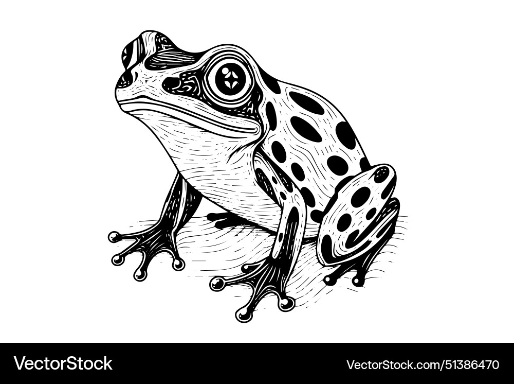 Frog hand drawn ink sketch engraved style Vector Image