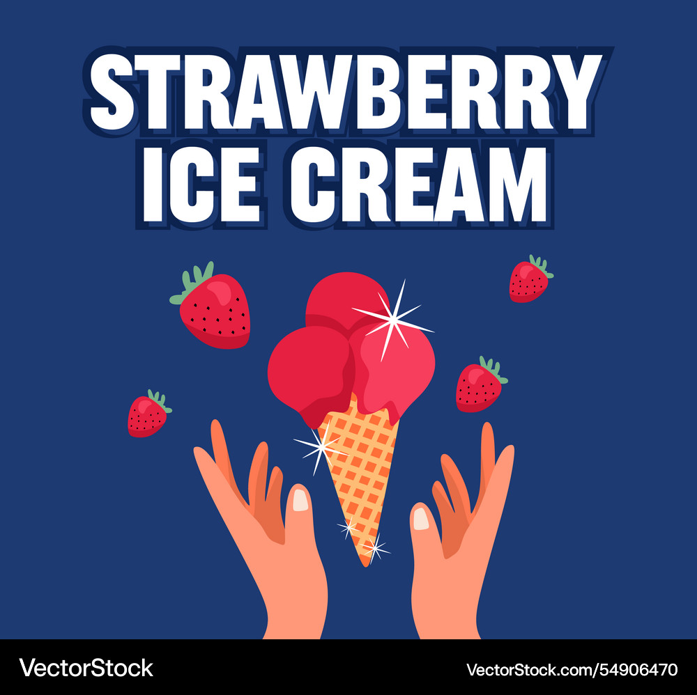 National strawberry ice cream day Royalty Free Vector Image