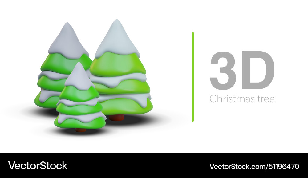 Realistic snowy christmas trees winter Royalty Free Vector