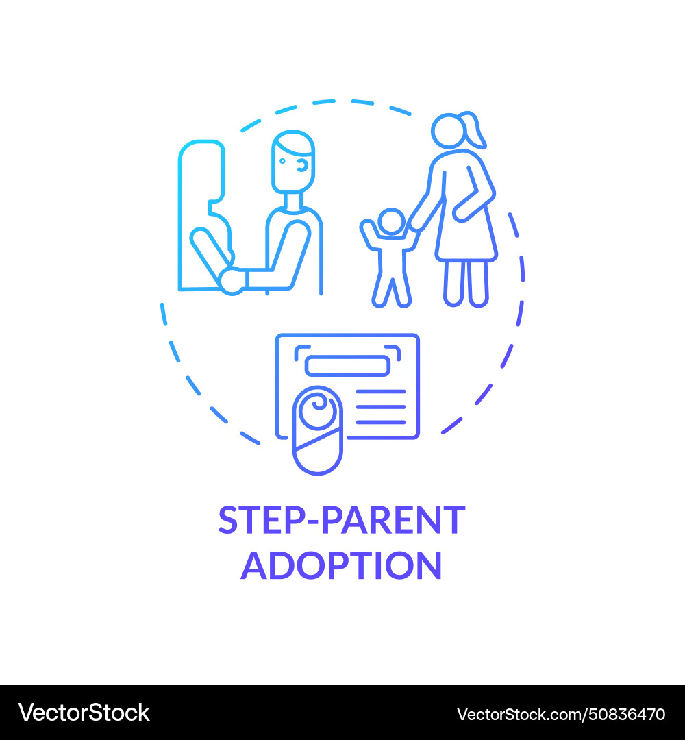 Step parent adoption blue gradient concept icon Vector Image