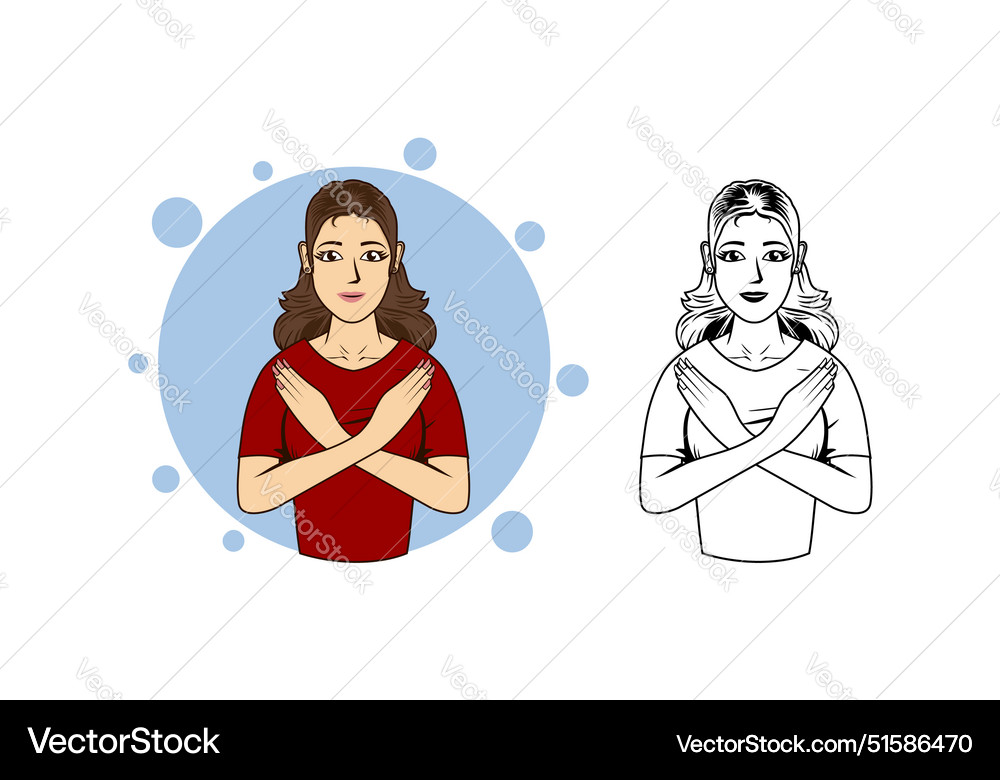 Woman character cross arm design Royalty Free Vector Image