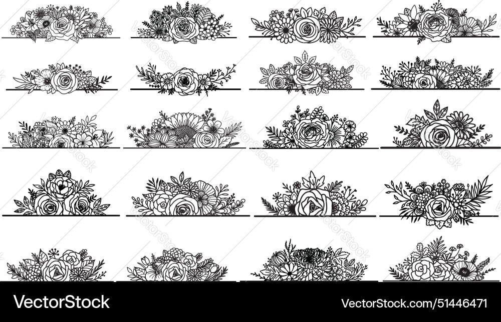 20 floral dividers Royalty Free Vector Image - VectorStock
