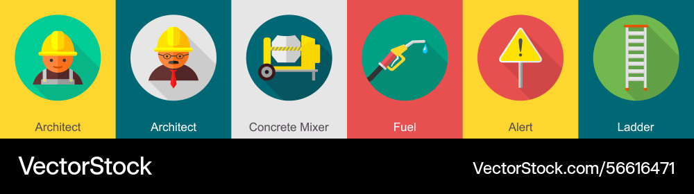 A set of 6 construction icons as architect Vector Image