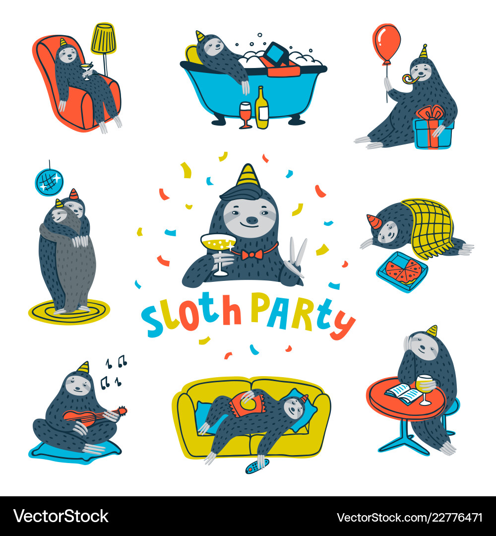 Funny Cartoon Cute Fat Sloth Vector Images (47)