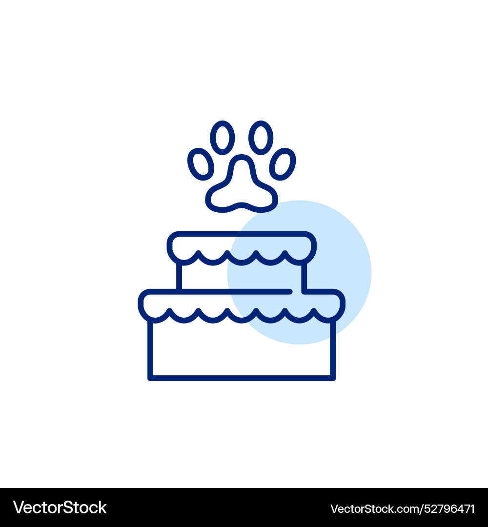 Birthday cake with paw on top pet celebration Vector Image