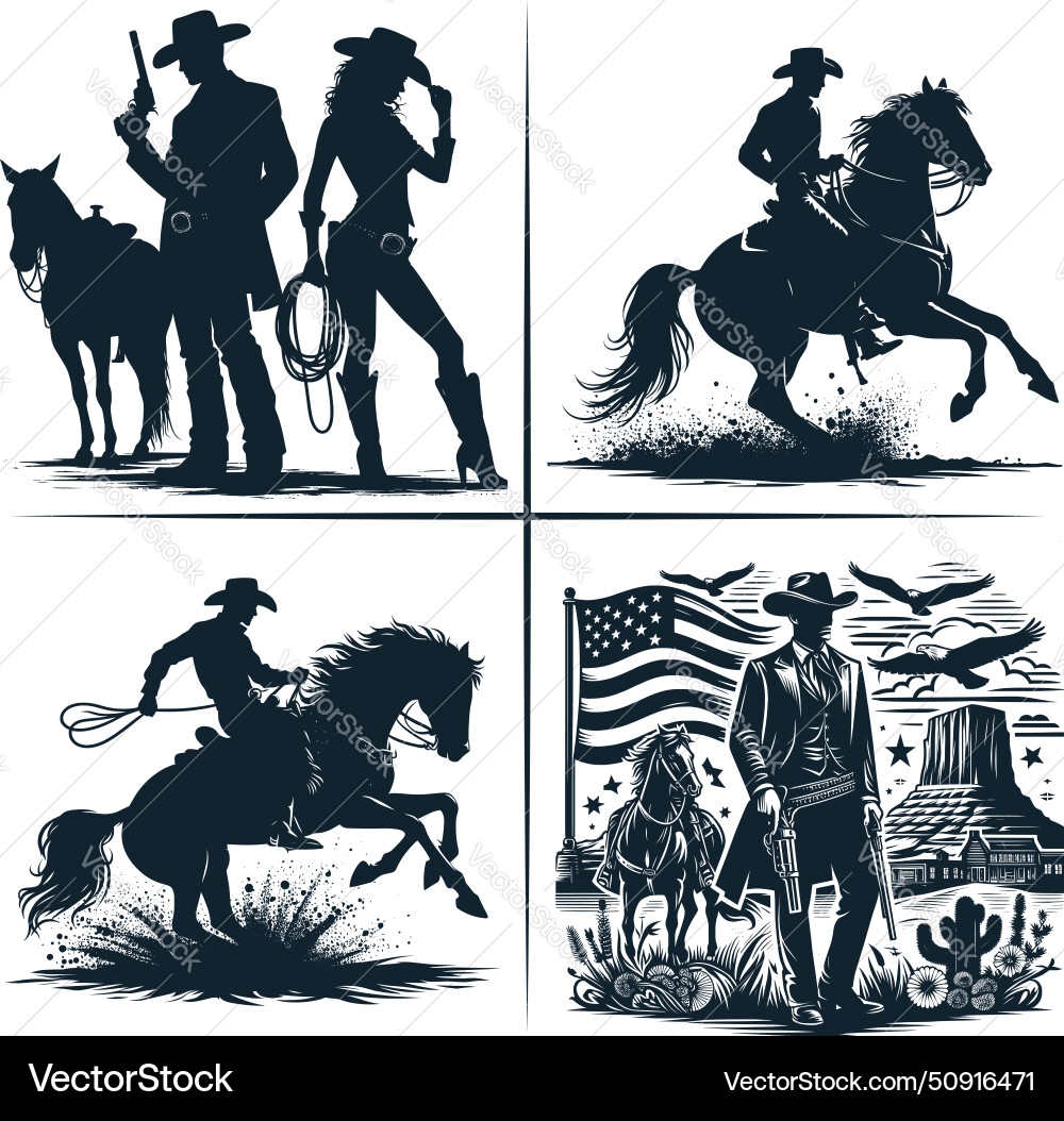 Cowboy and cowgirl bundle file Royalty Free Vector Image