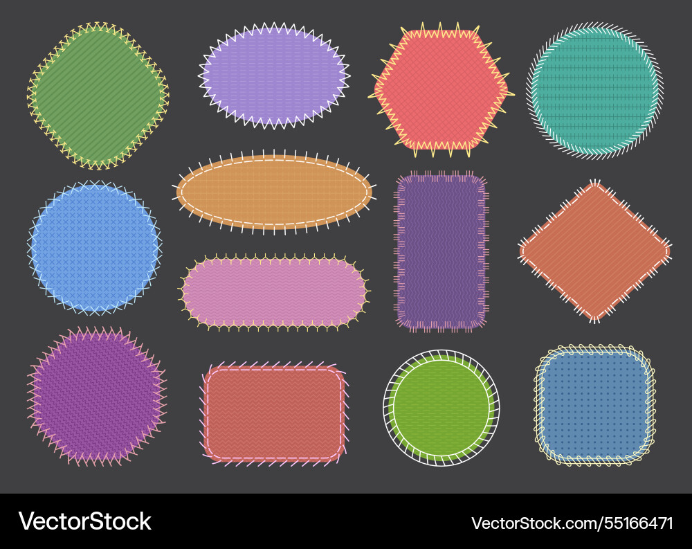 Fabric patches geometrical shapes Royalty Free Vector Image